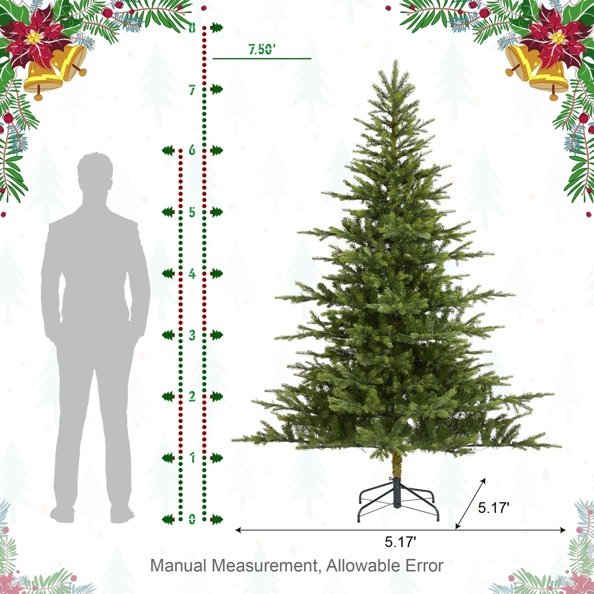 The Holiday Aisle® Vibrant Evergreen Fir Pre-Lit Green Full Fir Artificial Christmas Tree with ...